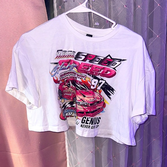 SHEIN | Tops | Race Speed Cropped Graphic T | Poshmark